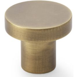 Hanover Plain Cupboard Knob - Available In Two Sizes - Antique Brass (Lacquered) | G Johns & Sons