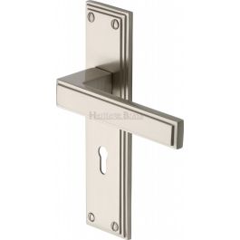 Atlantis Lever Door Handles On A Backplate - Satin Nickel | G Johns & Sons