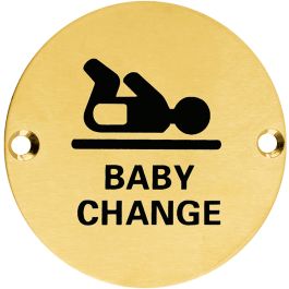 Baby Change Symbol - Circular Screw Fix Sign - Satin Brass PVD Plated ...