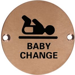 Baby Change Symbol - Circular Screw Fix Sign - PVD Satin Bronze | G ...