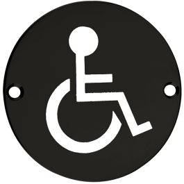 Disabled Symbol - Circular Screw Fix Sign - Matt Black | G Johns & Sons