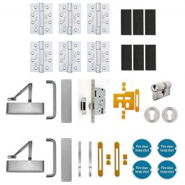 Double Door Key Locking Lobby / Corridor Ironmongery Kit - Suitable For ...