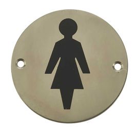 Female Symbol - Circular Screw Fix Sign - Satin Stainless Steel | G ...