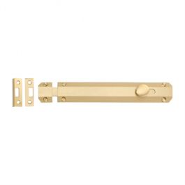 Flat Style Surface Mounted Bolt - Satin Brass (Lacquered) | G Johns & Sons