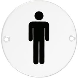 Male Symbol - Circular Screw Fix Sign - Matt White | G Johns & Sons