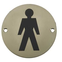 Male Symbol - Circular Screw Fix Sign - Satin Stainless Steel | G Johns ...
