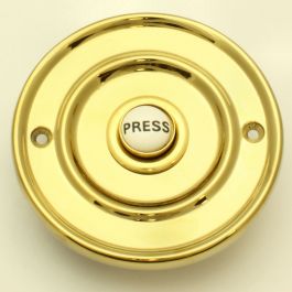 Traditional Round Flush Fit Bell Push - 76mm Diameter - Polished Brass ...