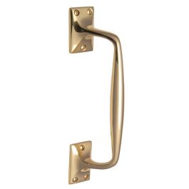 Cranked Design Pub Style Face Fix Pull Handle - Polished Brass ...