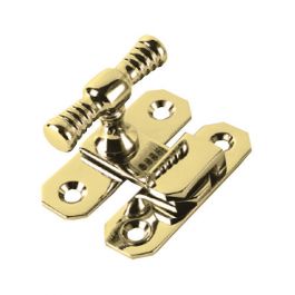 Reeded Pattern T-Handle Throw Over Fastener - Polished Brass (Lacquered ...