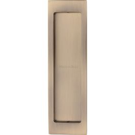 Rectangular Flush Pull Handle For Sliding Pocket Doors - 197mm x 57mm - Antique Brass (Gloss ...