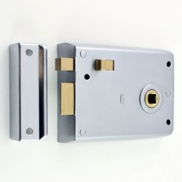 Surface Mounted Rim Latch With Snib Bolt - Satin Chrome | G Johns & Sons