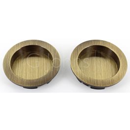 Round Flush Handle Set For Sliding Pocket Doors - Supplied With 2 x ...
