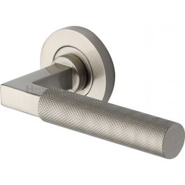 Knurled Round Rose Lever Handles Only - Satin Nickel - Pair | G Johns ...