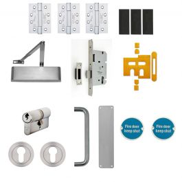 Single Door Key Locking Lobby / Corridor Ironmongery Kit - Suitable For ...