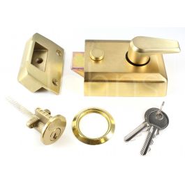 Double Locking Surface Mounted Night Latch - Satin Brass (Lacquered ...
