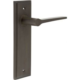 Tappered Pattern Lever Handle On A Large Rectangular Backplate - Dark ...