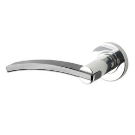 Adria Round Rose Lever Door Handles - Screw On Rose - Satin Chrome ...