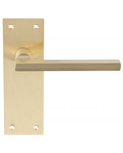 Satin Brass Lever Handles With Back Plate | G Johns & Sons