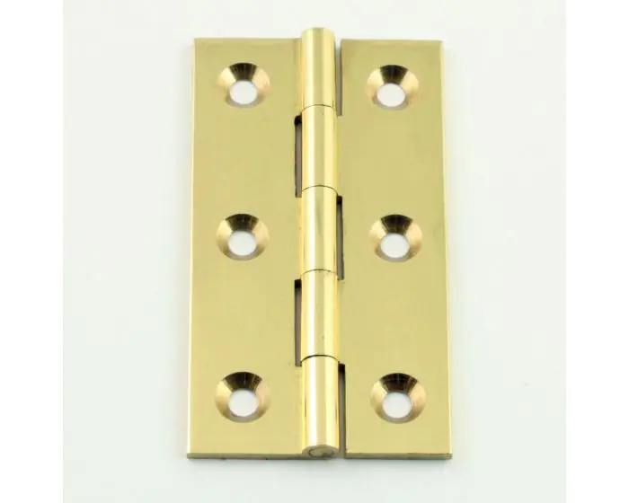 Small Cabinet Hinges 75mm x 41mm Polished Brass Lacquered