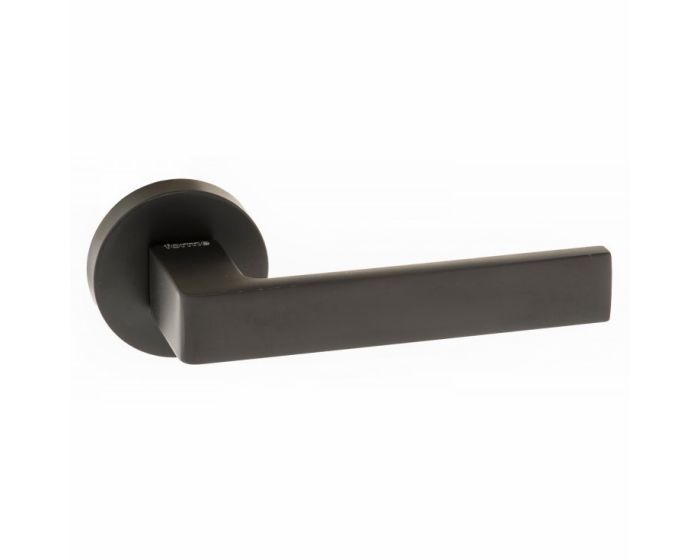 Asti Round Rose Lever Handles Matt Black G Johns And Sons