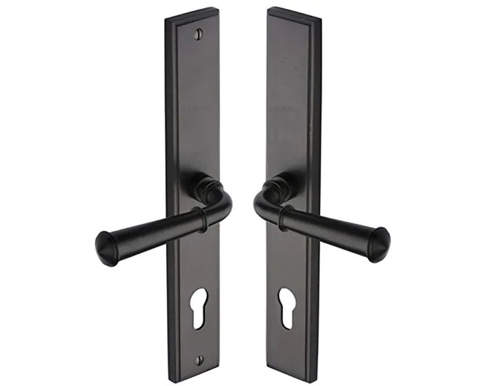 Colonial Lever Multi Point Door Lever Handles 92mm Euro Centres 259mm Bolt Centres 285mm x 44mm Back Plate Matt Bronze Lacquered