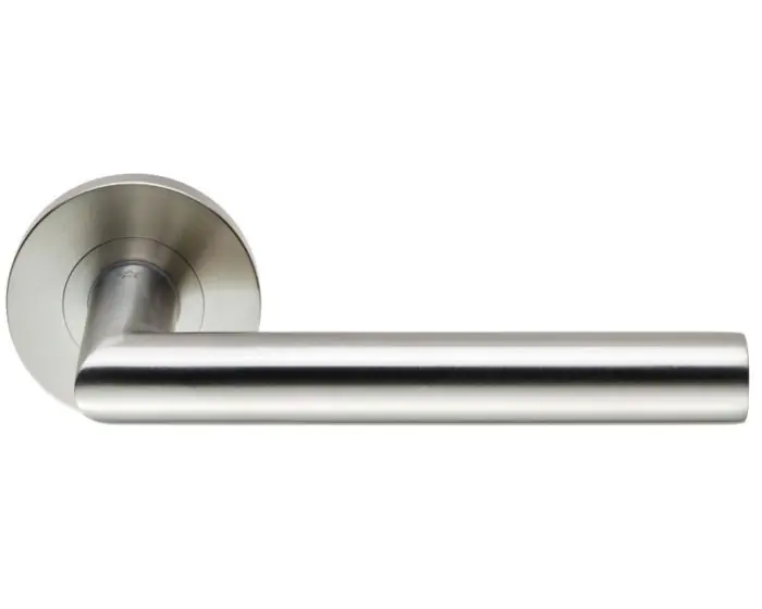 Straight Mitred Design Round Rose Lever Handles Only Heavy Duty Grade 4 Collection Satin Stainless Steel Grade 316 Pair G Johns Sons