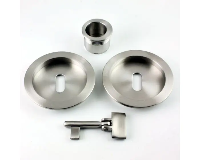 Pocket door keyed lockset store