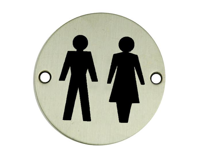 Unisex Symbol - Circular Screw Fix Sign - Polished or Satin Stainless ...
