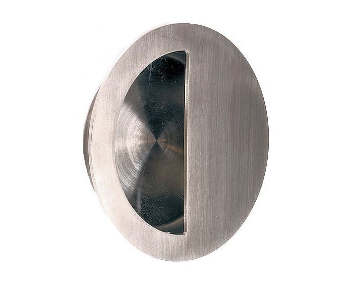 Circular Flush Pull Handle With Semi Circle Half Moon Grip - Satin ...