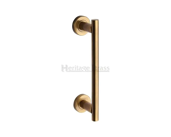 Round Rose Pull Handle Antique Brass Gloss Lacquered G Johns Sons
