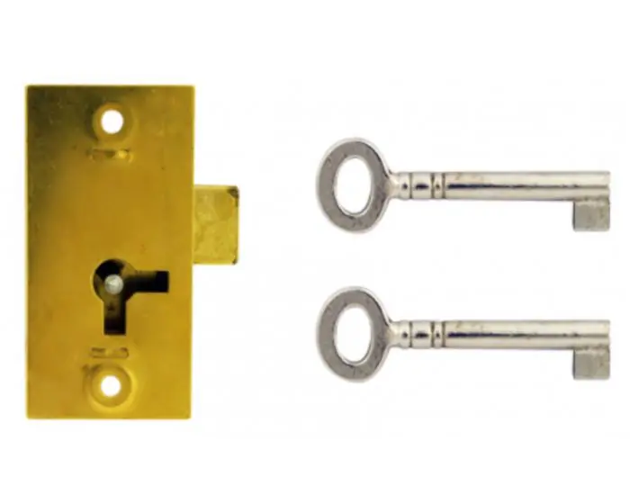 Traditional 1 Lever Straight Cupboard Lock With Key Brass