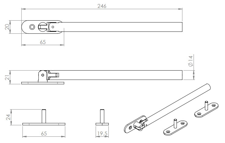 Tubular Design Casement Window Stay - Available In Two Sizes - Grade ...