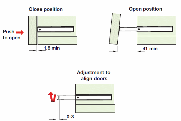 Tubular Style Press To Open Push Catch With Buffer - For Use With ...